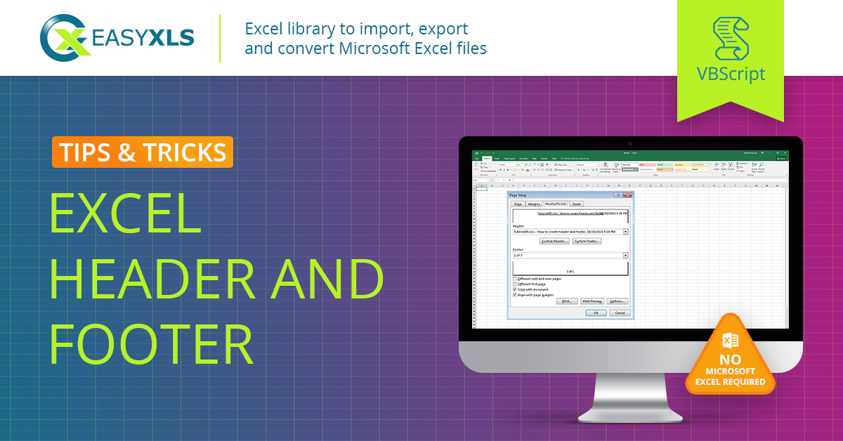 Export Excel file with header and footer in VBScript | EasyXLS