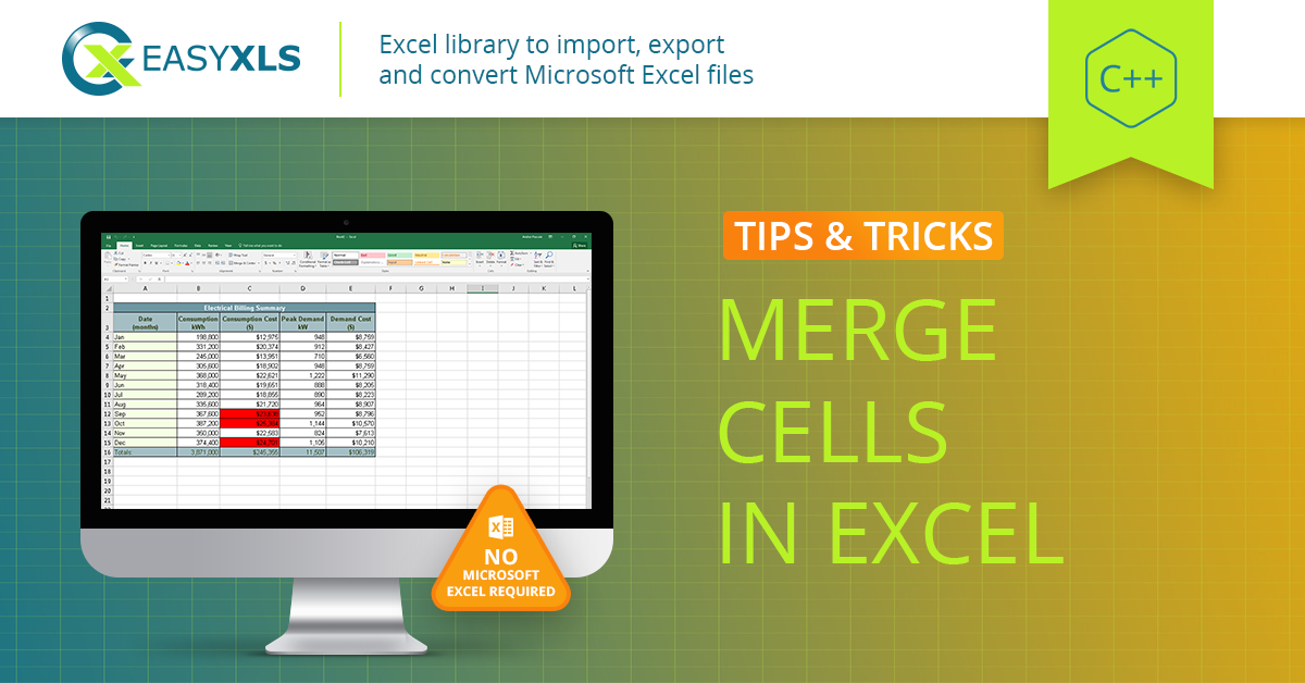 Merge cells for Excel sheet in C++ | EasyXLS Guide