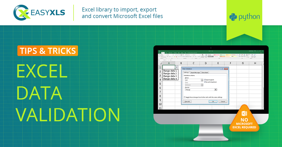 Create Excel Cells With Data Validation In Python Easyxls Guide