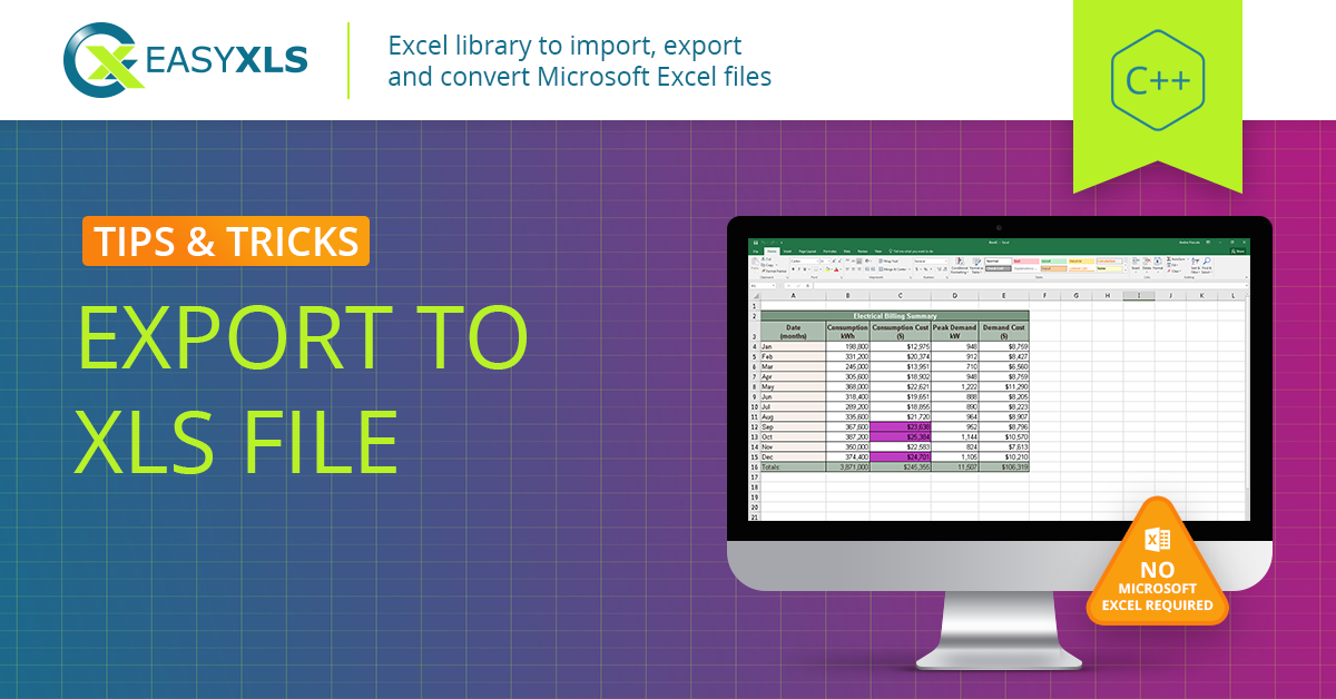 Export data to Excel XLS file in C++ | EasyXLS Guide