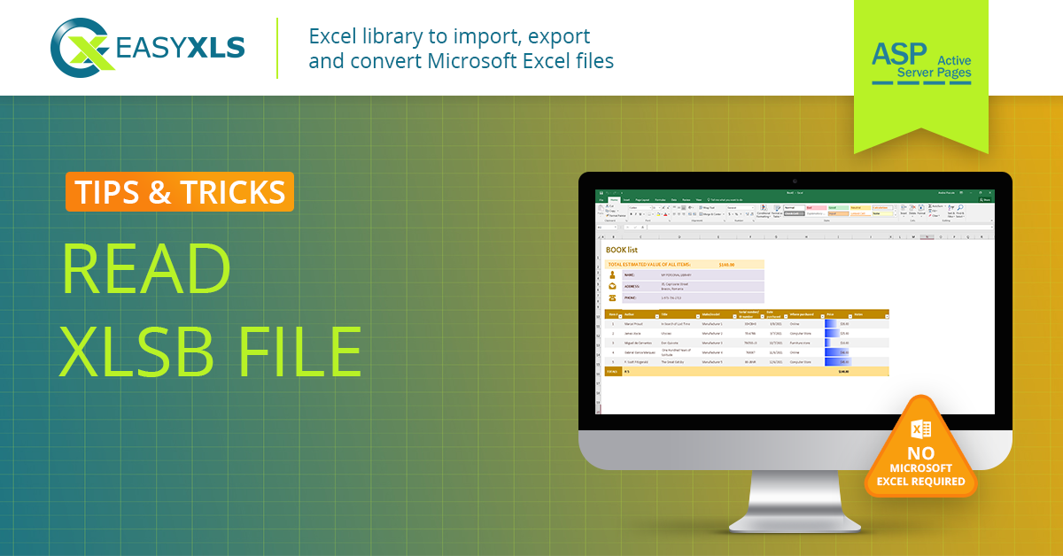 Read Excel Xlsb File In Classic Asp Easyxls Guide