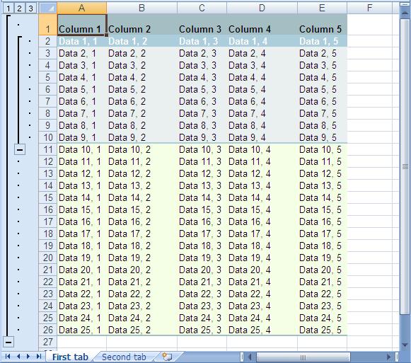 Group And Outline Excel Data In C Vbnet Java C Php Easyxls